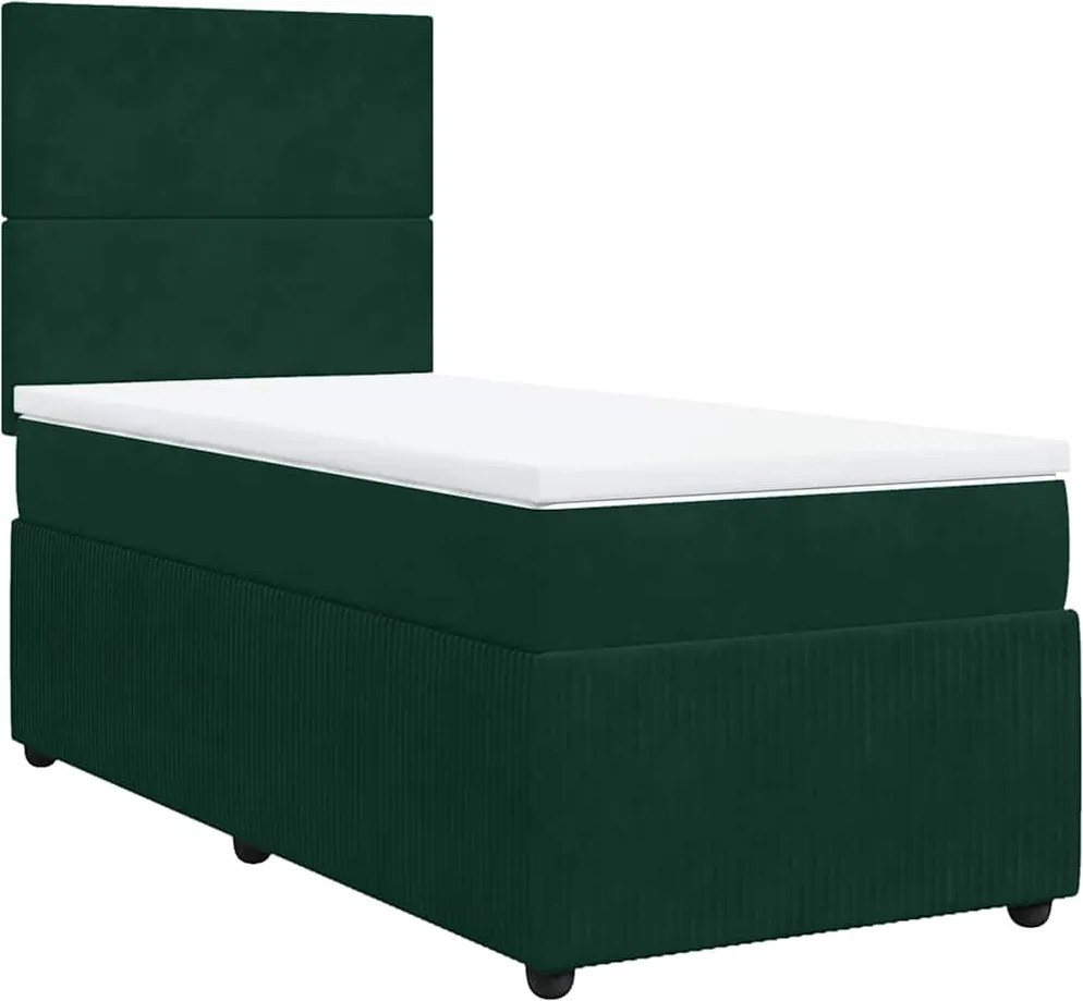 Box spring postel s matrací tmavě zelená 80 x 200 cm samet 3294487