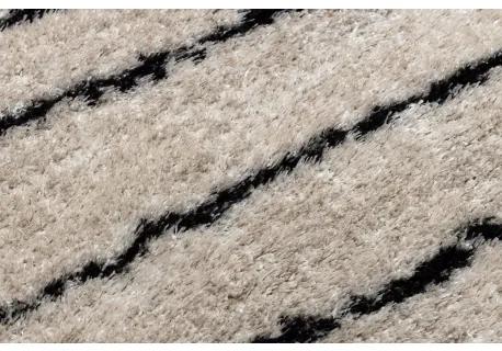 koberec FLUFFY 2371 kruhový shaggy pruhy krém / antracit velikost kruh 160 cm | krásné koberce cz