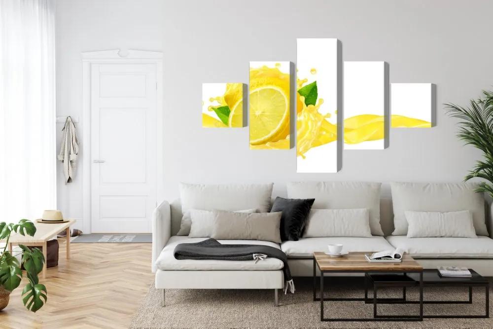 Vícedílný obraz Čerstvá Citronová Šťáva Nedostatek Nedostatek Přírodní plátno 150x90