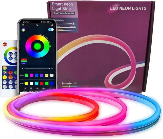 Led Pásek 5 M Barevný Pásek Neon Rgb-ic Sada Bluetooth Aplikace Dálkový Ovladač