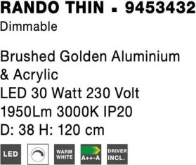 Závěsné LED svítidlo NOVA LUCE RANDO THIN 30W 3000K 9453432 stmívatelné Triac