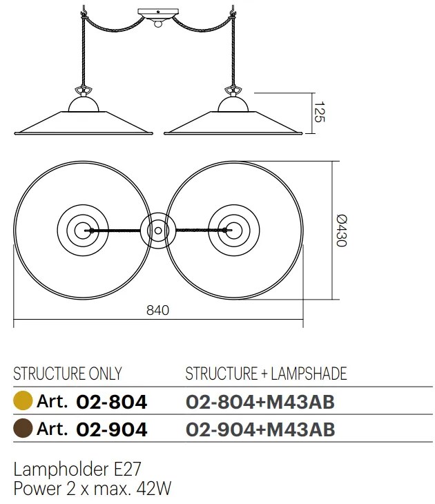 Incanti Rustikální závěsné svítidlo Lea, ø 43 cm, 2 x E27 Barva: Bronz