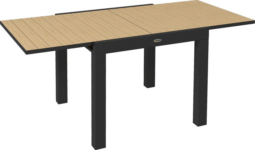 Zahradní stůl Outsunny pro 6 osob – Rozkládací stůl na balkon s kapacitou zatížení až 70 kg – Hliník, žlutý, 81/162 x 80 x 75 cm