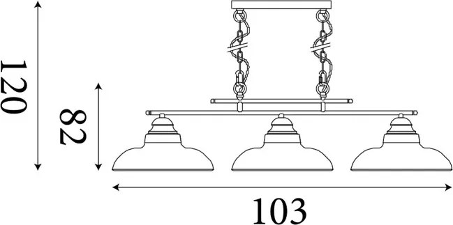 Searchlight 7183-3SS Trojité závěsné svítidlo BISTRO žebrované sklo
