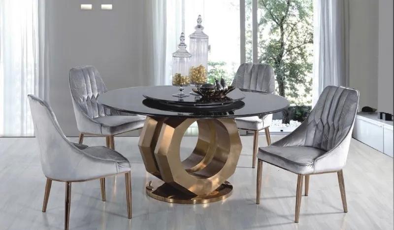 Glam kulatý stůl s mramorovou deskou VENUS 02 Stříbrná