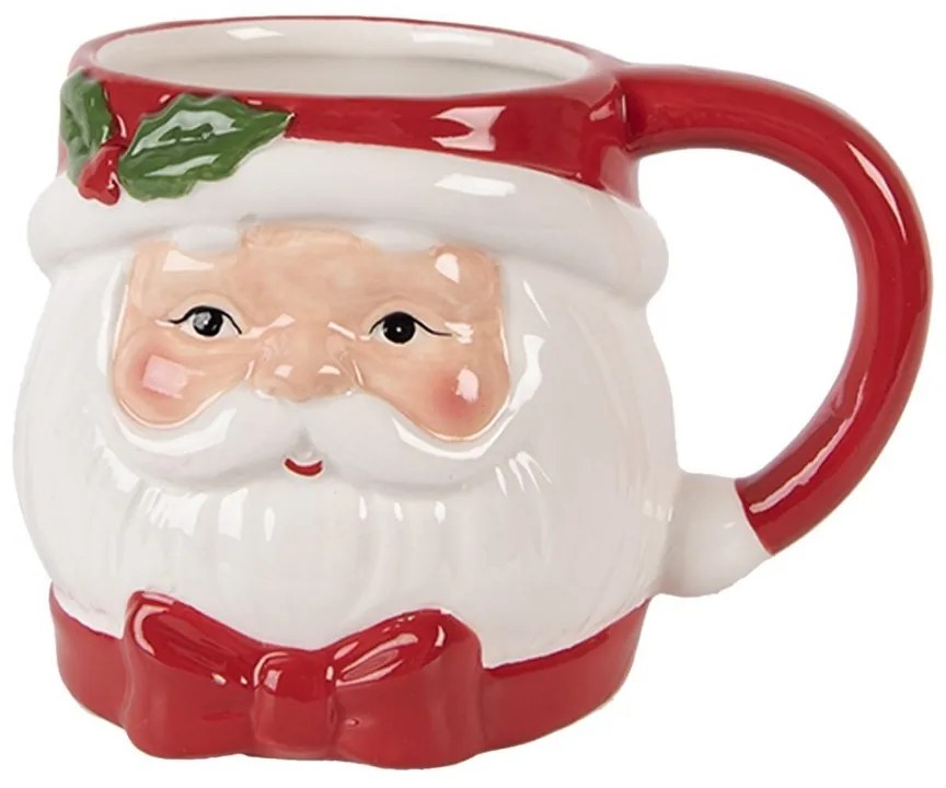 Bílo-červený keramický hrnek Santa Claus - 13*10*9 cm / 300 ml