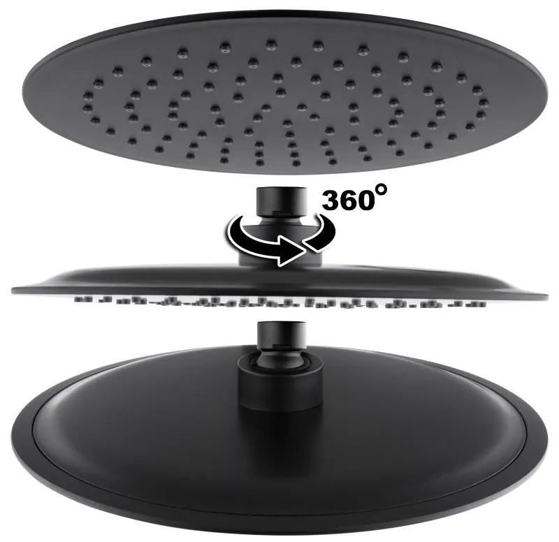 Erga Erga, SLIM sprchová hlavice o průměru 25cm, černá matná, ERG-YKA-BP.BRG25-BLK