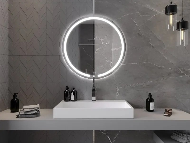 Mexen Rose Podsvícené koupelnové zrcadlo, kulaté 80 cm, LED 6000K, proti zamlžení - 9810-080-080-611-00