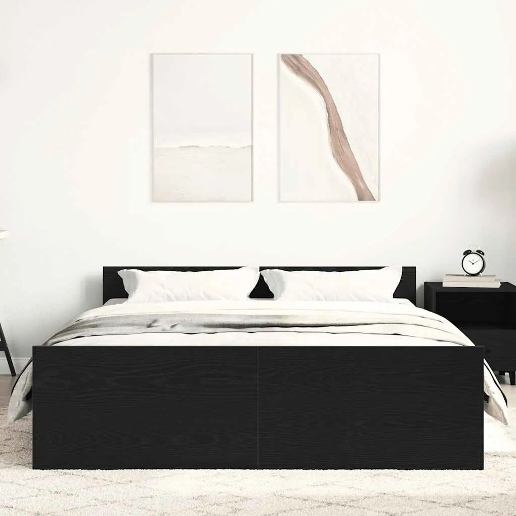 Rám postele bez matrace černý dub 120x190 cm kompozitní dřevo 3329323