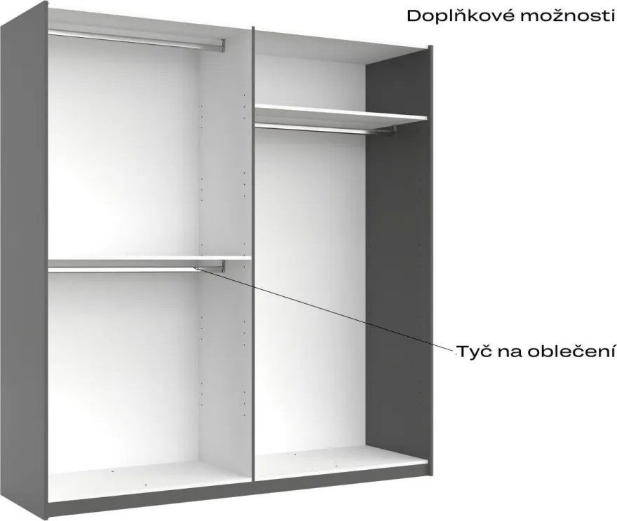 Skříň s posuvnými dveřmi 2,0x2,1m (Dveře Grafit/Zrcadlo) série N Dominika