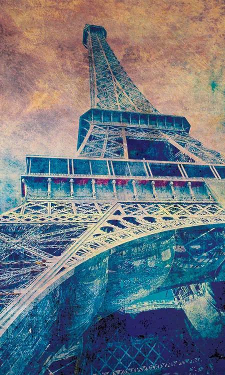DIMEX | Vliesová fototapeta na zeď Abstrakt Eiffelova věž I. MS-2-0375  | 150 x 250 cm | modrá, zelená, vícebarevná