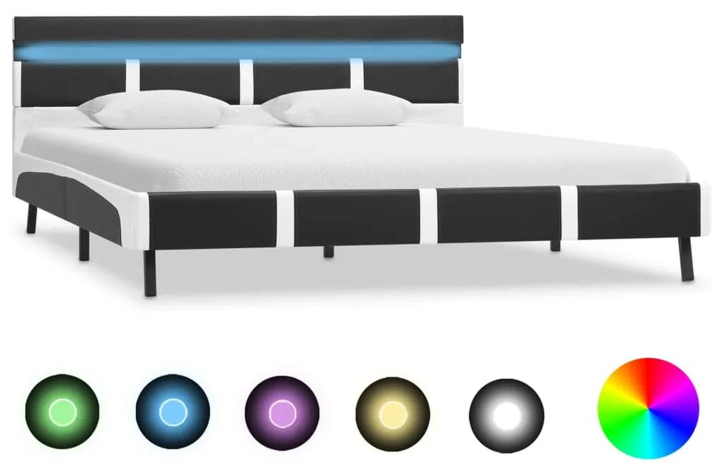 280308 vidaXL Rám postele s LED šedý umělá kůže 120 x 200 cm