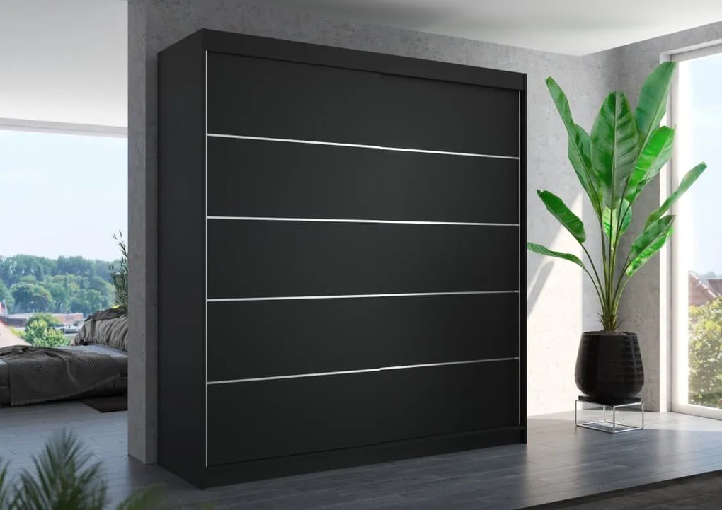 Šatní skříň s posuvnými dveřmi Spectra - 200 cm Barva: dub Sonoma/Bílá