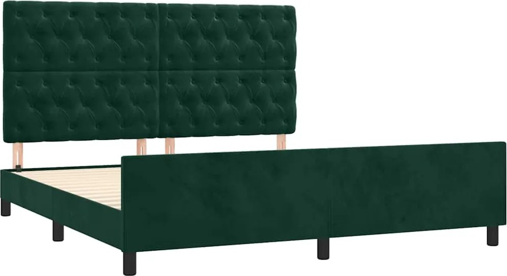 Rám postele bez matrace tmavě zelená 160 x 200 cm samet 3125949