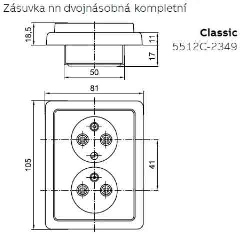 ABB Classic dvojzásuvka jasně bílá 5512C-2349 B1
