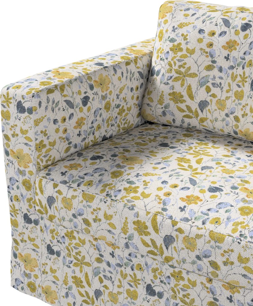 Potah na pohovku IKEA Karlstad 2-místná , nerozkládací, dlouhý barva žlutá látka pletený vzor, vzorované