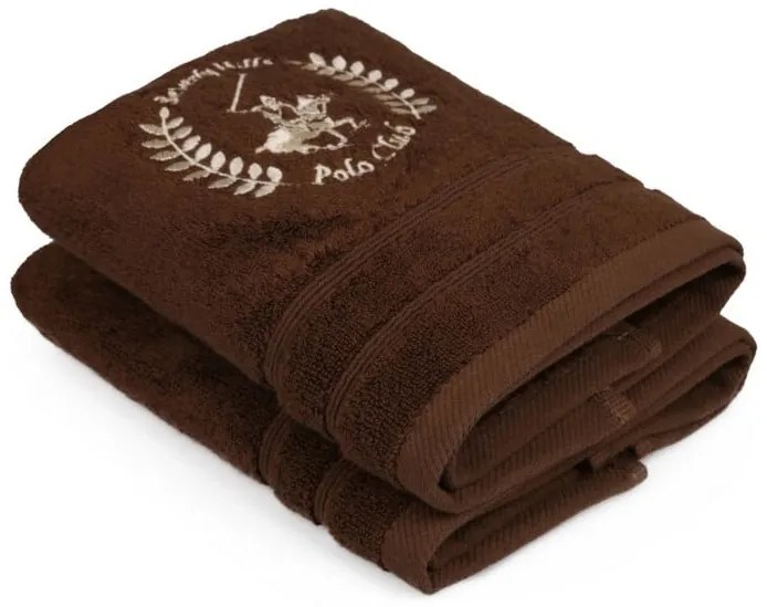 Sada dvou hnědých ručníků Beverly Hills Polo Club, 66 x 41 cm