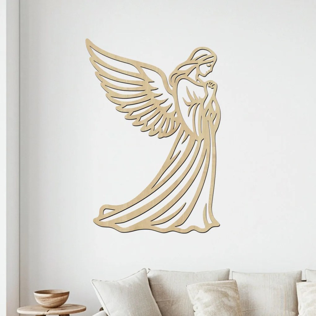 dřevo života Dřevěný Anděl ochrany Zvolte rozměr (cm): 66x95, Zvolte barvu dekoru: Horský dub