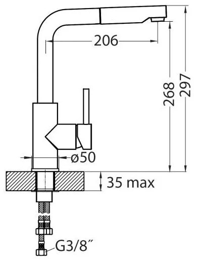 ALVEUS 1129045- Dřezová baterie s vytahovací sprškou SIROS 29,7 cm granit/béžová