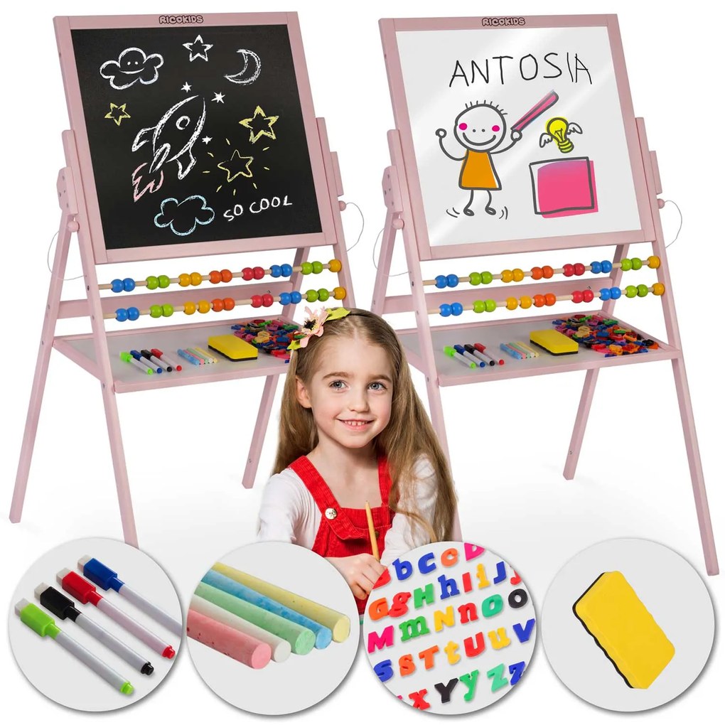 Magnetická otočná tabule Ricokids - růžová