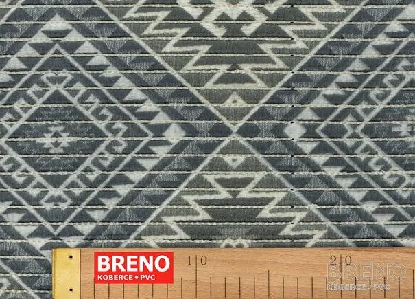 Breno Koupelnová pěnová předložka SOFTY-TEX 79827.8 aztécký vzor, šíře 65 cm, Šedá/Vícebarevné