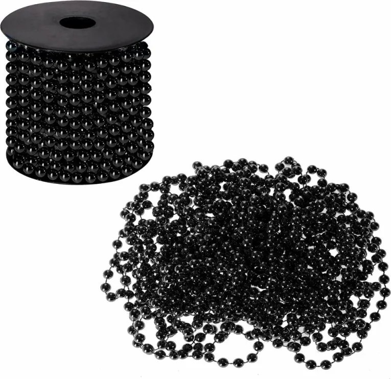 Vánoční řetěz Girlanda s korálky - 10m, 8mm, černá