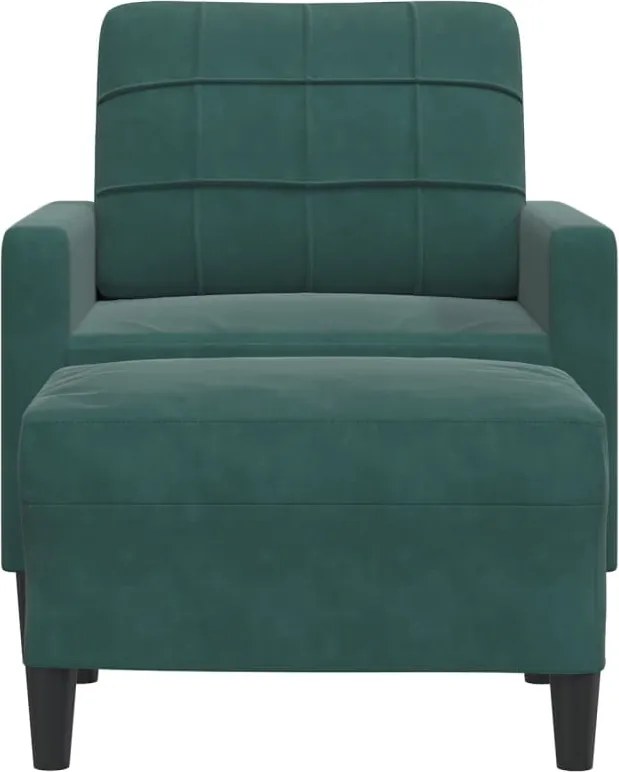 Křeslo s podnožkou tmavě zelené 60 cm samet 3278259