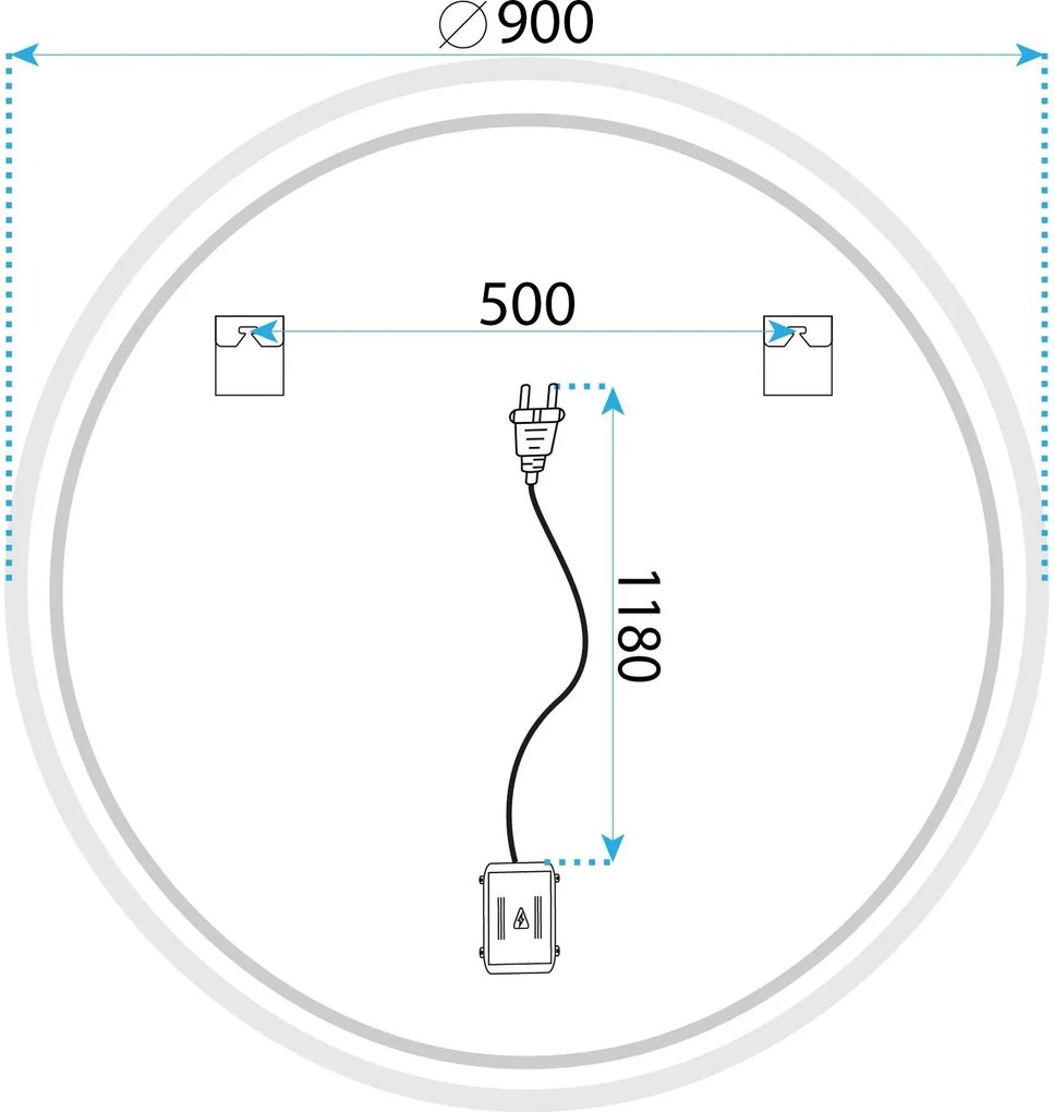 Tutumi Zrcadlo ⌀90 cm s vyhříváním a regulovatelným LED osvětlením HOM-00206
