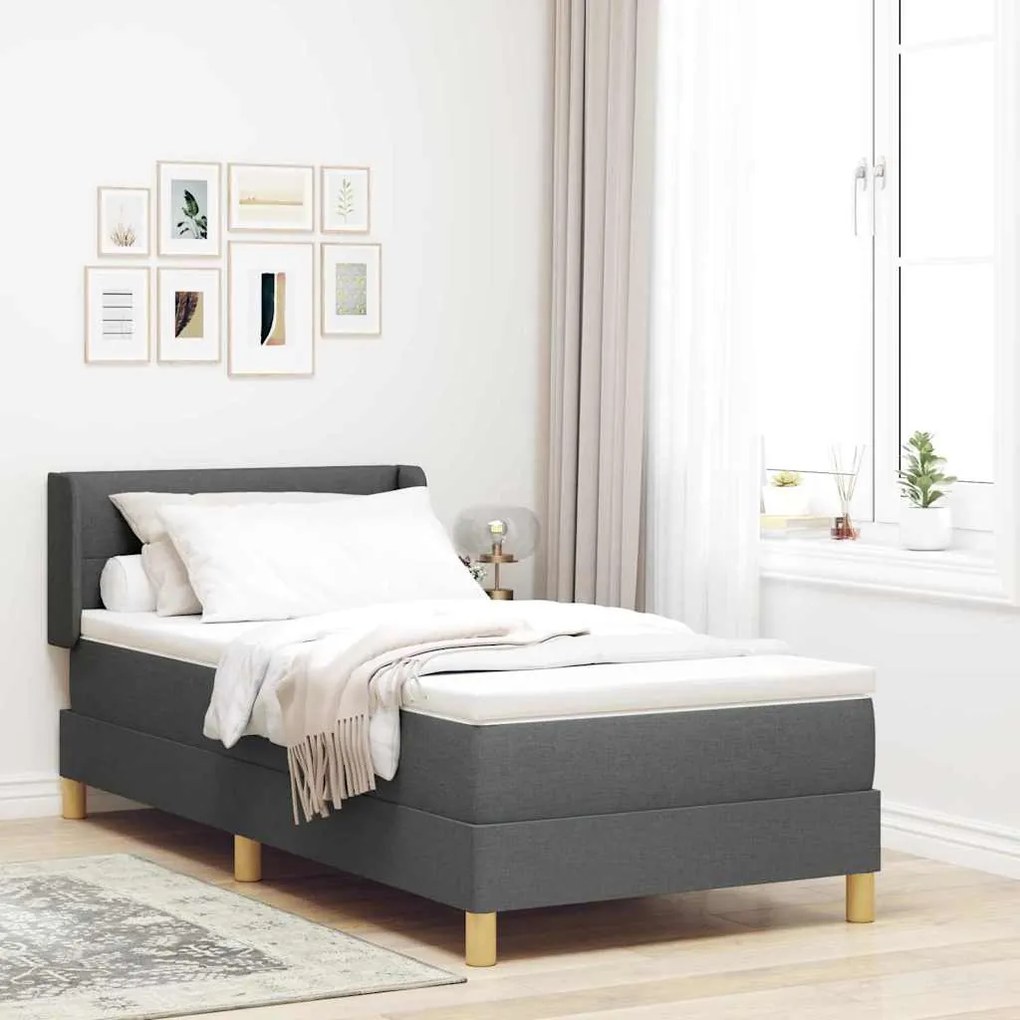 Postel s boxspringem s čelo Tmavě šedá 200 x 80 cm textil 3341259