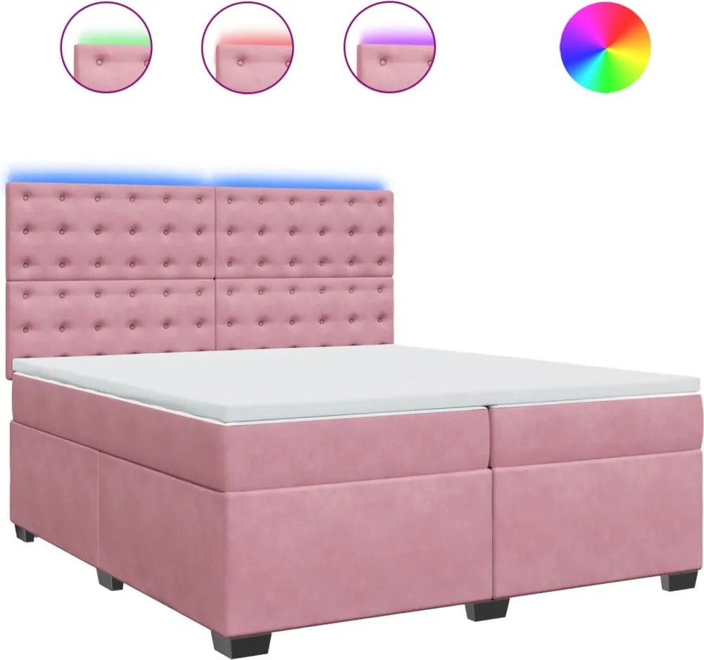 Box spring postel s matrací růžová 200x200 cm samet 3293319