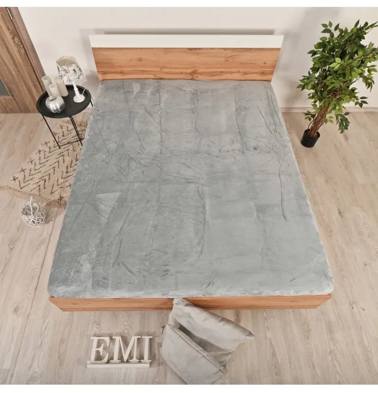 Prostěradlo z mikroplyše šedé EMI, Plachta 90x200