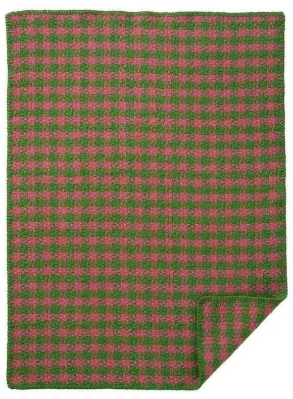 Vlněná dětská deka Dogtooth Baby green pink 65x90, Klippan Švédsko Zelená