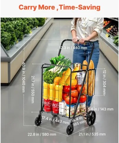 skládací nákupní vozík, Jumbo s dvojitými koši