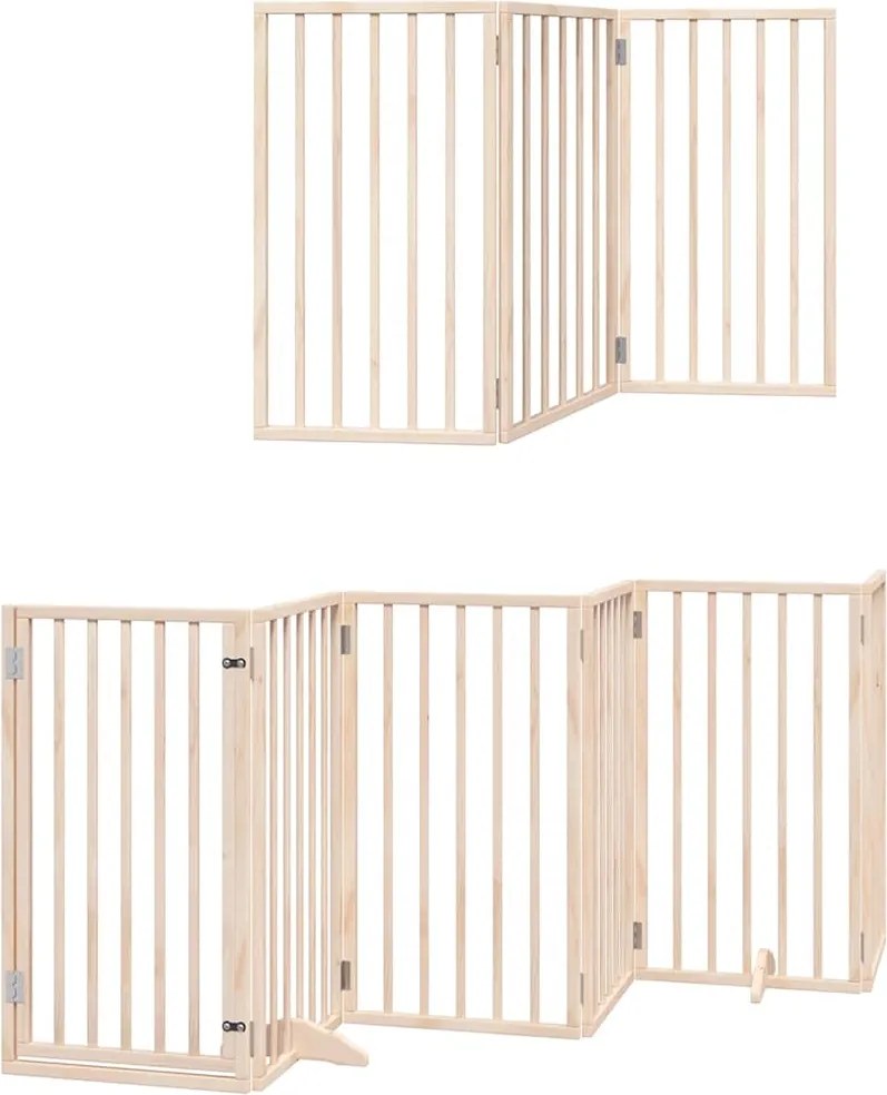 Zábrana pro psy s dvířky skládací 12 panelů 600 cm topol 3155533