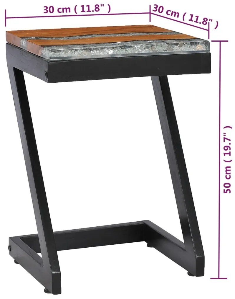 Konferenční stolek 30 x 30 x 50 cm masivní teak a polyresin - Default Title