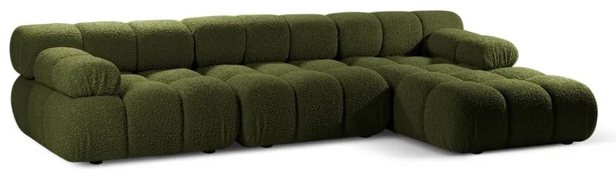 Zelená modulární rohová pohovka z textilie bouclé (pravý roh) Bellis – Micadoni Home