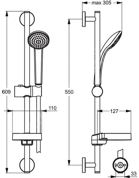 Ideal Standard Idealrain Sprchový set 60 cm, chrom B9501AA