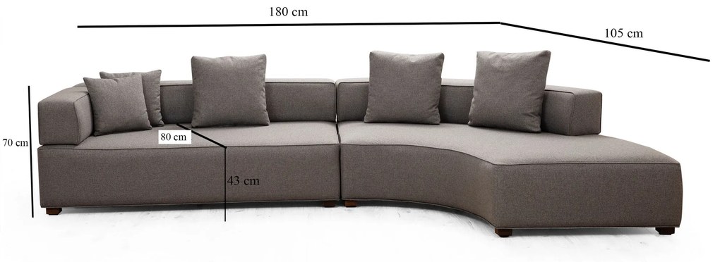 Atelier del Sofa Rohová sedací souprava Gondol-1 (L3-CHL) - Grey, Šedá