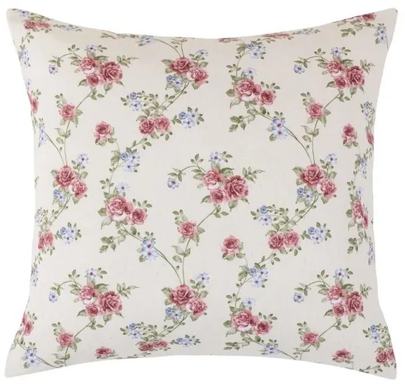 Bellatex Povláček DITA 45x45 cm Růžička pnoucí růžová, režná, zelená