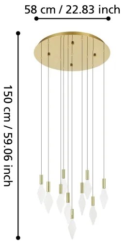 Eglo 390359-LED Stmívatelný lustr na lanku MIRADOR 10xLED/3W/230V pr. 58cm zlatá