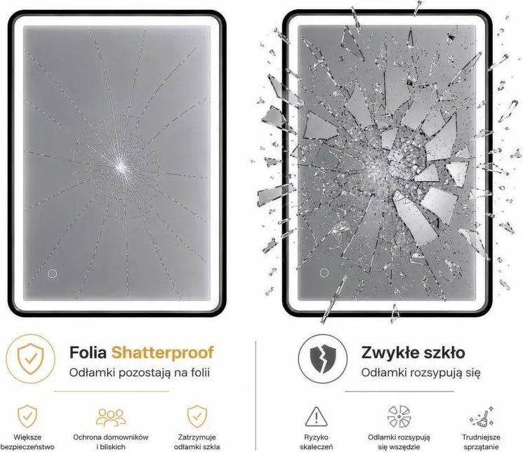 Erga Sari, LED zrcadlo v černém rámu s vyhříváním a dotykovým ovládáním, 80 × 60 cm, černá matná, ERG-YKA-MR.SARI-BLK-60X80