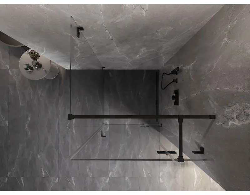Mexen Lunar T výklopný sprchový kout pravý 120 x 120 cm, čiré sklo, černá matná, 834T-120-120-70-00-P