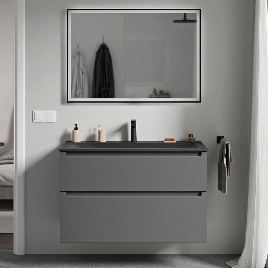 Koupelnová skříňka VIREO 80 cm s umyvadlem z minerálního odlitku CREAM
