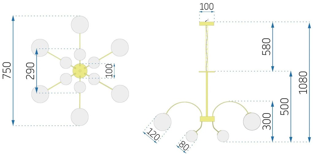 Toolight Stropní svítidlo Glamour APP962-12CP Gold