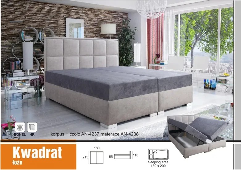 Čalouněná postel Kvadrat I, 200x180, tm. šedá/šedá (an 4237/4238)