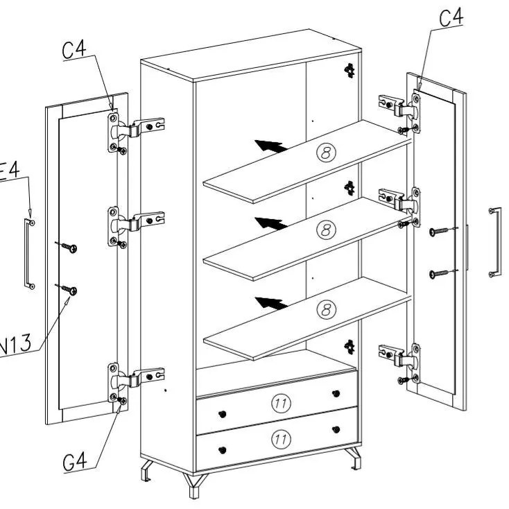 Obývací stěna Bergen D - bílá