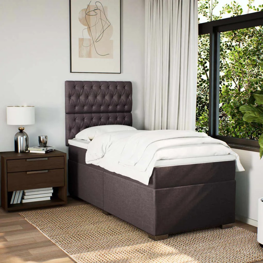 Box spring postel s matrací tmavě hnědá 100 x 200 cm textil 3292709