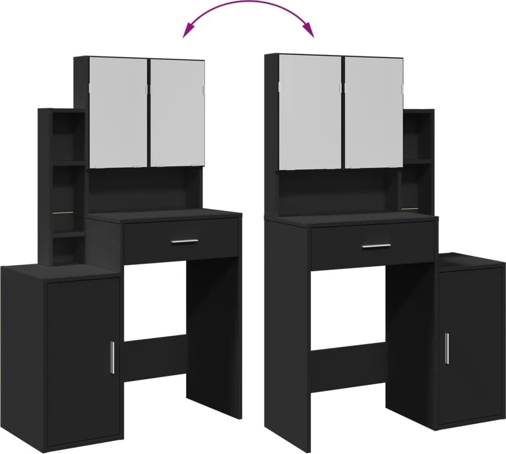 vidaXL Toaletní stolek se skříňkou 80 x 35 x 132 cm [848235] Barva: Černá