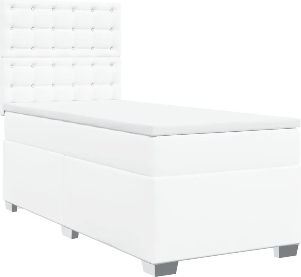 Box spring postel s matrací bílá 90x190 cm umělá kůže 3293001