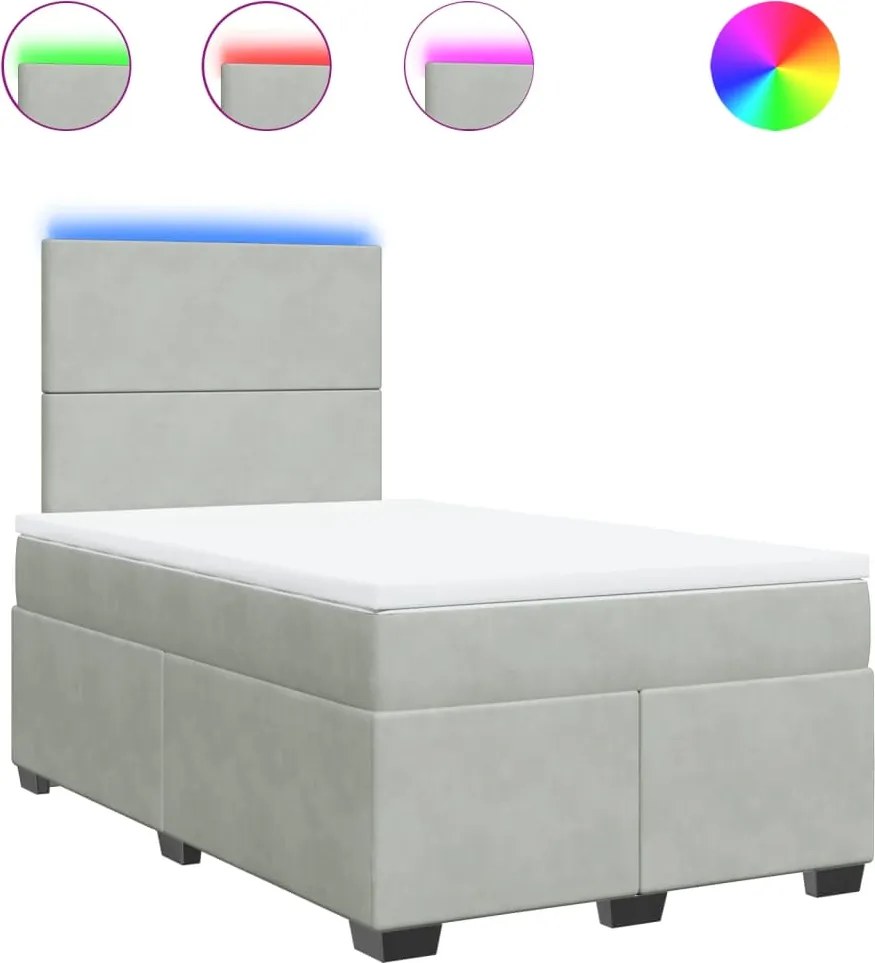 Box spring postel s matrací světle šedá 120 x 200 cm samet 3293176